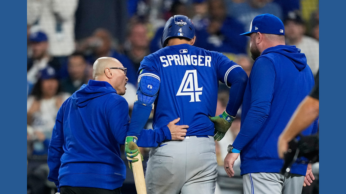 Blue Jays' George Springer leaves Game 3 of World Series after injuring ...