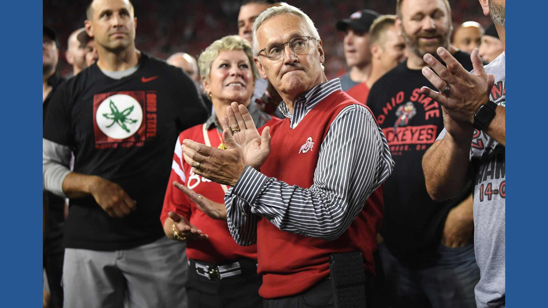 Ohio Lt. Gov. Jim Tressel puts his iconic red sweater-vest on the line ...