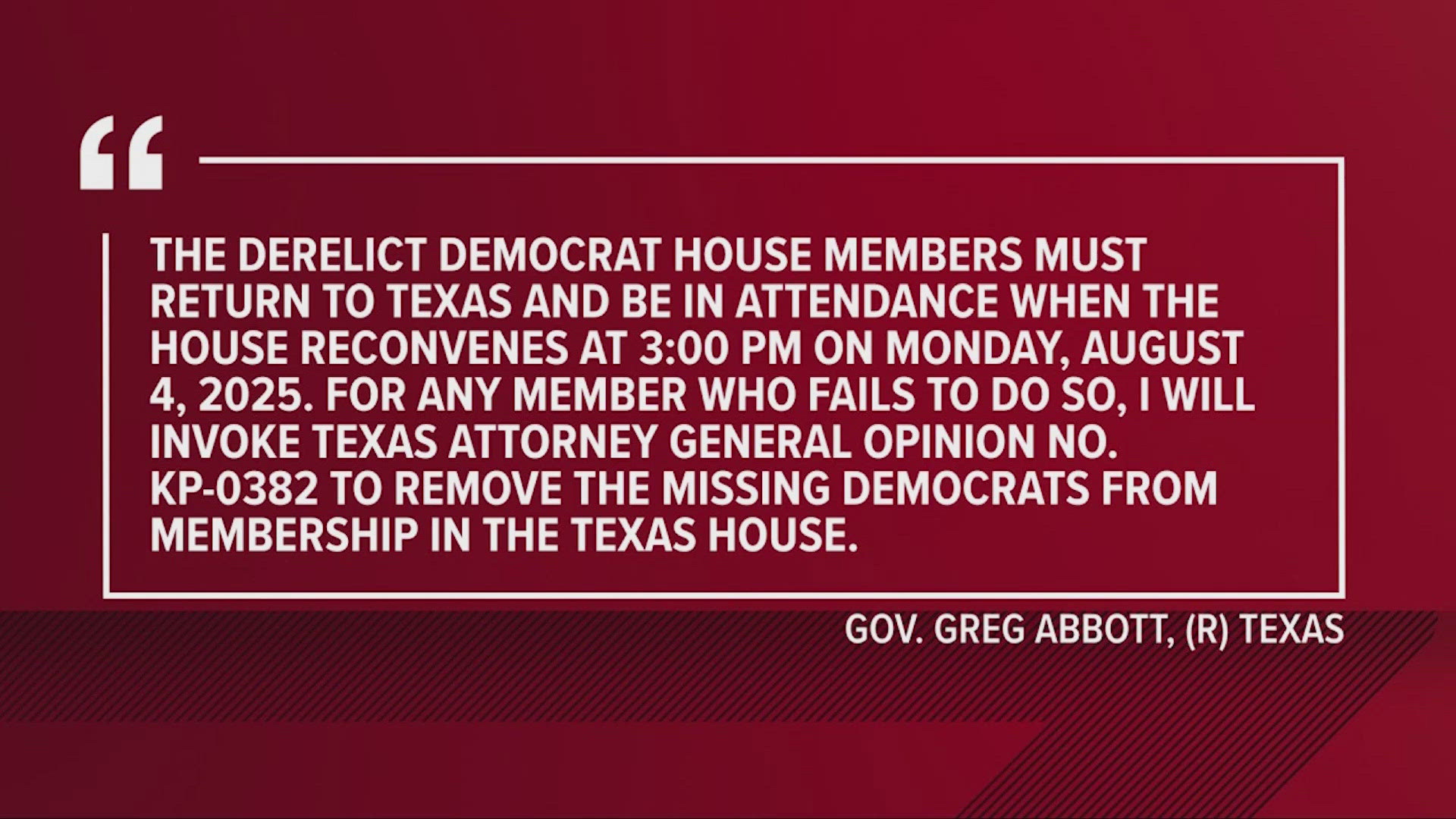 Governor Abbott threatens legal action in Texas House Democrat walkout | kiiitv.com