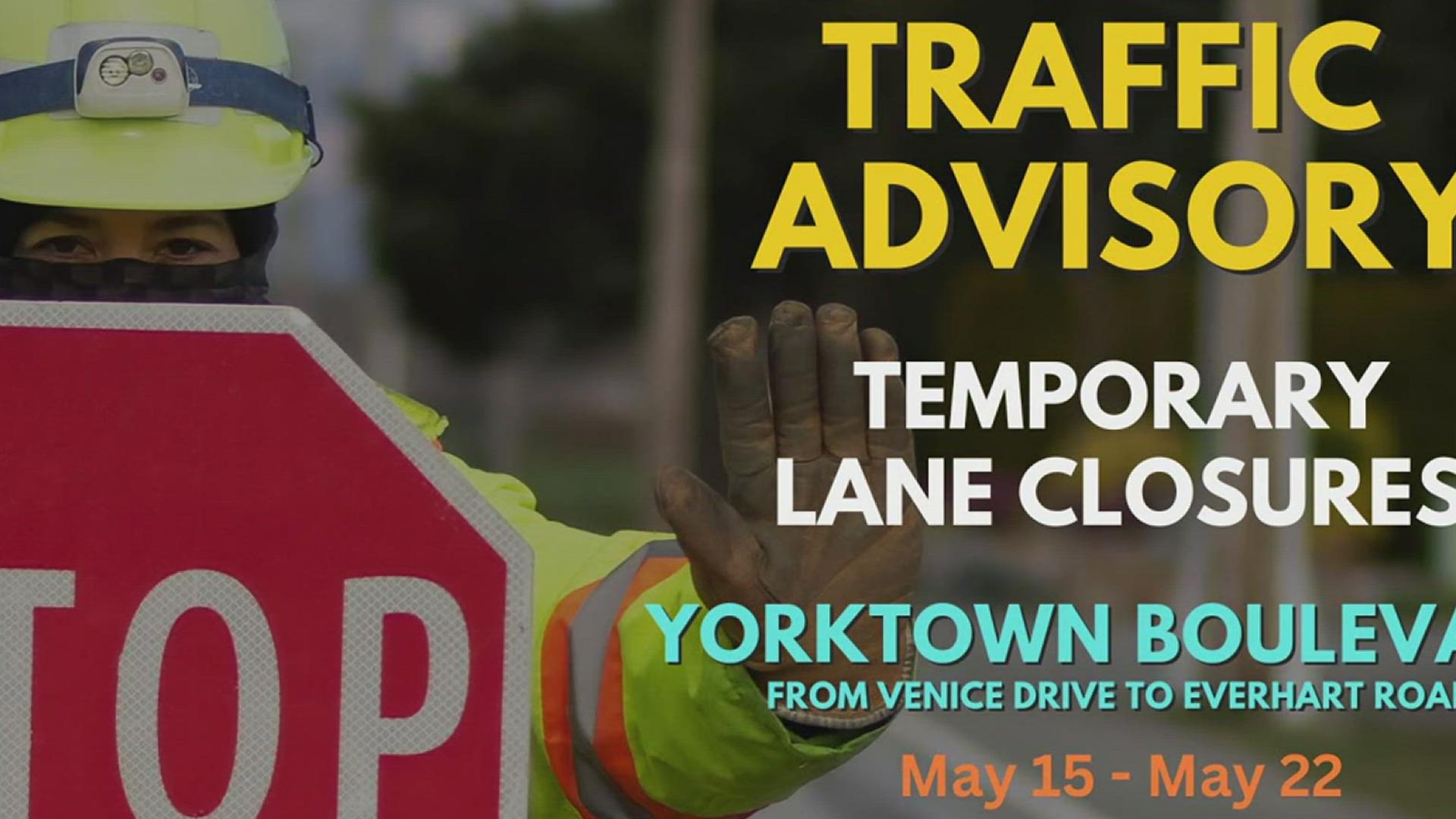 Temporary lane closures begin Wednesday on Yorktown Boulevard | kiiitv.com