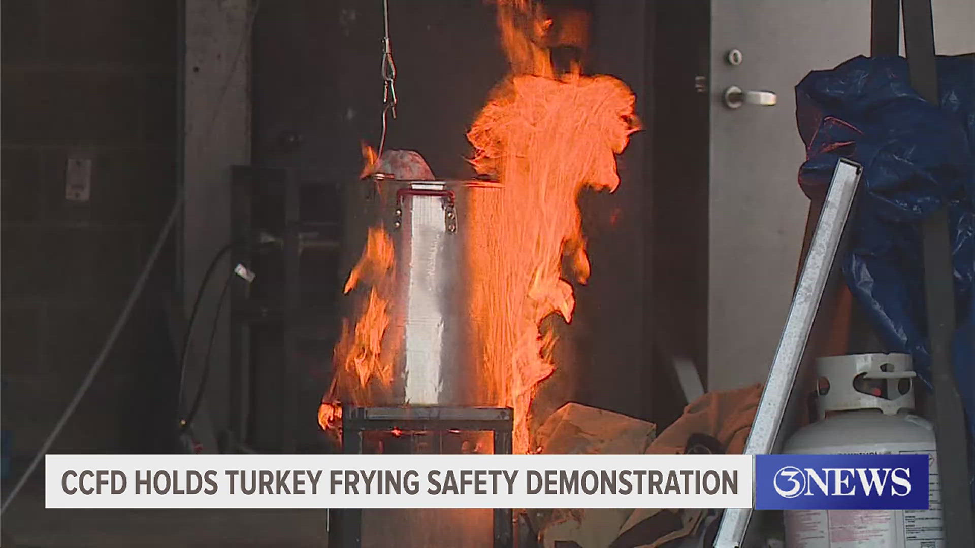 Firefighters demonstrate top turkey-frying dangers before the holiday ...