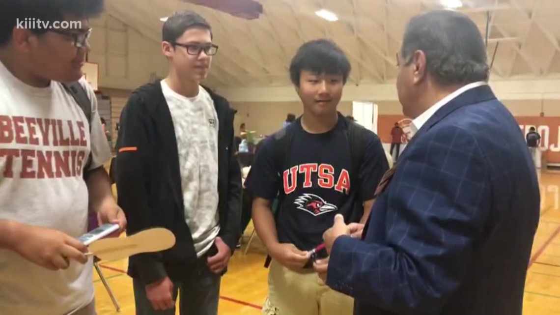 Rudy Trevino participates in Career Day at A.C Jones High School in ...