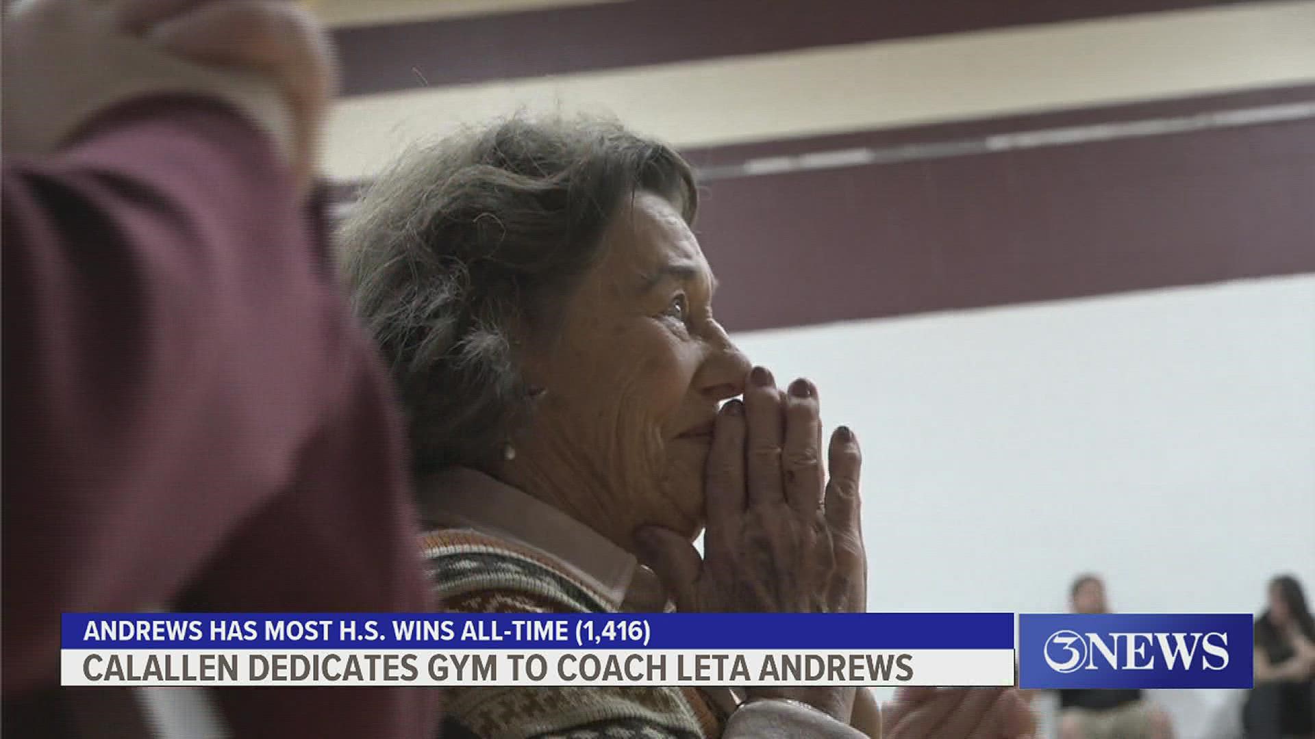 Calallen High School names gym after one of the greats, Leta Andrews ...