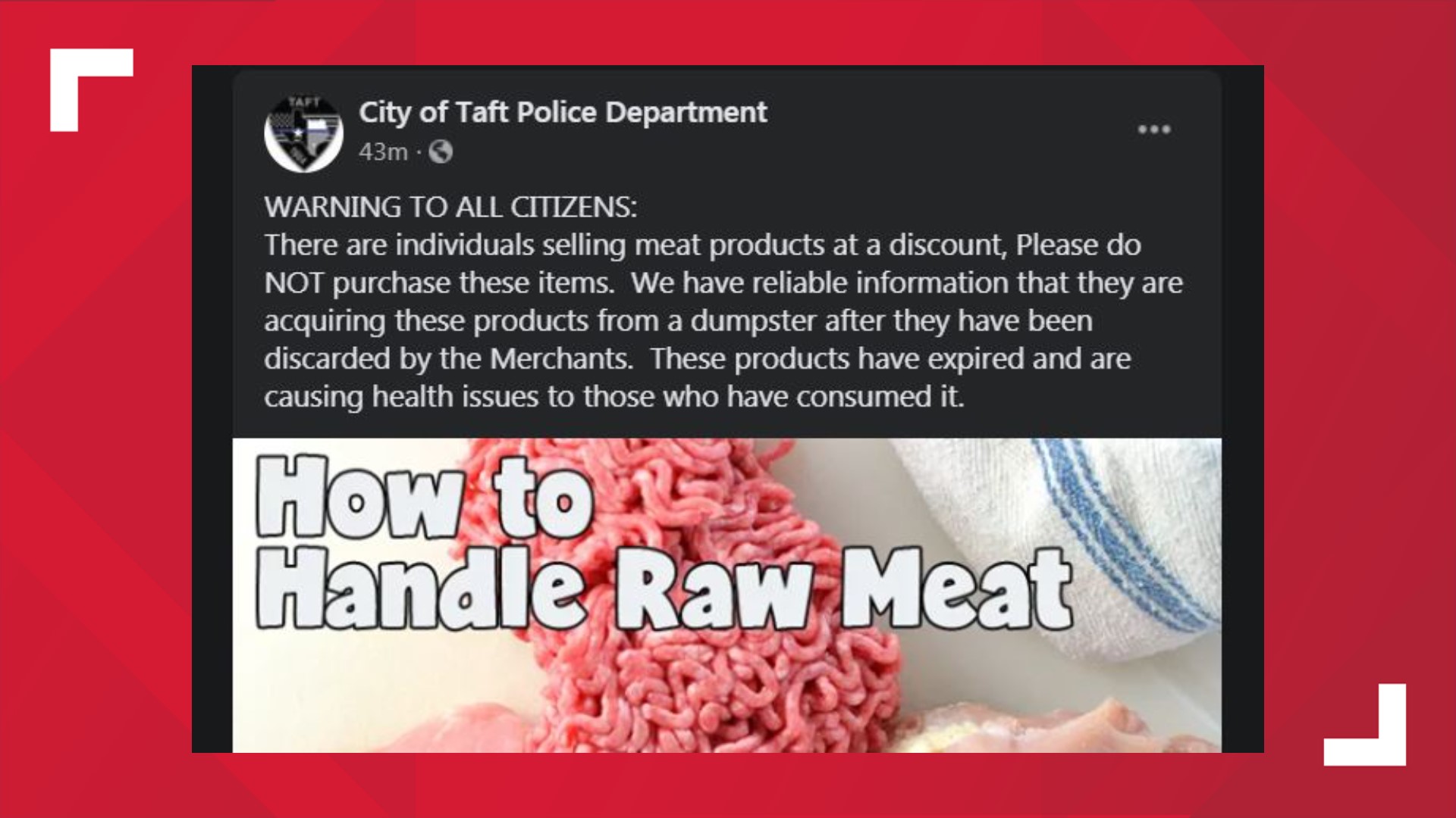 Taft Police warn residents not to buy meat from individuals | kiiitv.com