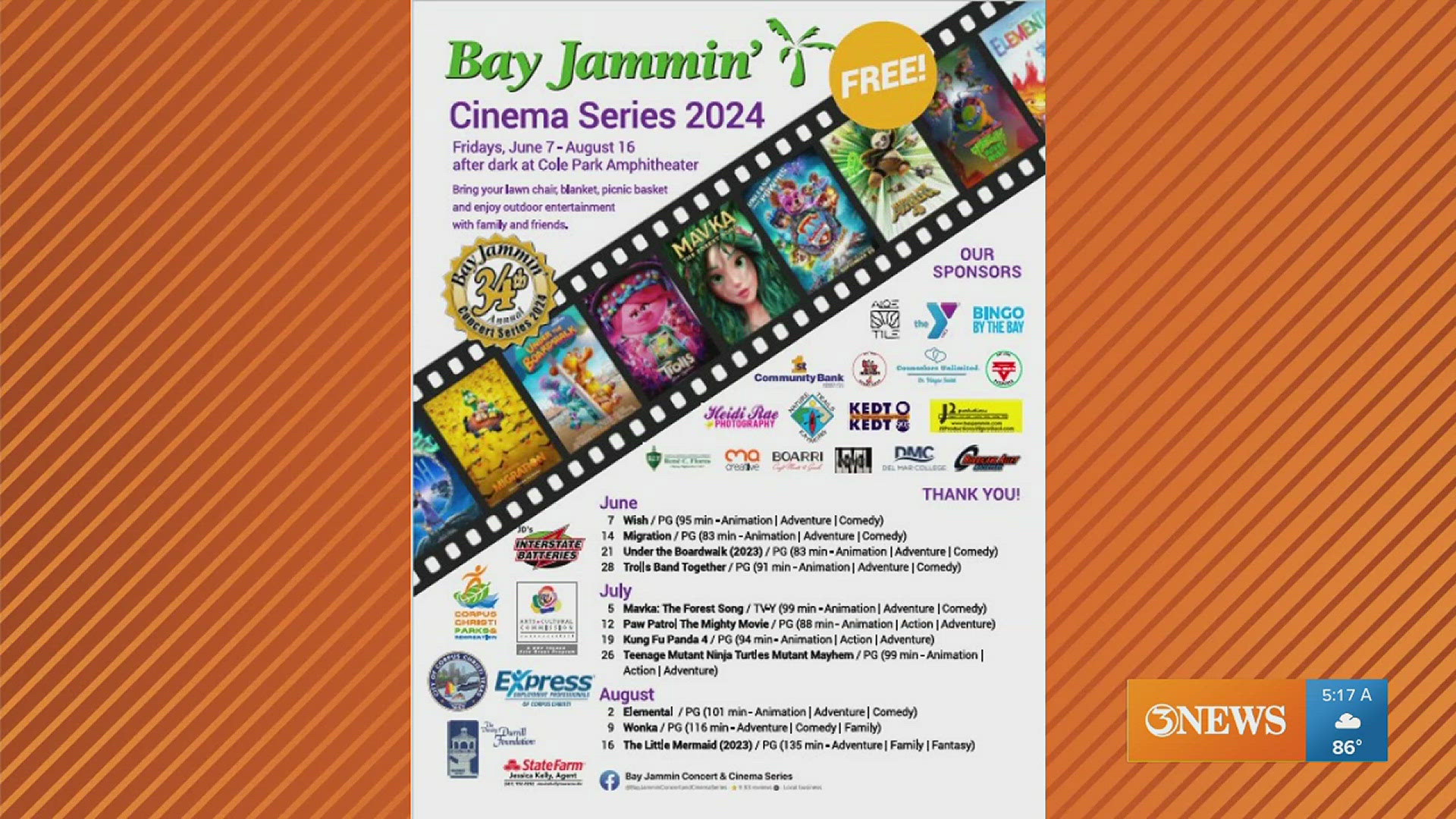 Free Bay Jammin concert and cinema series enters its 34th year | kiiitv.com