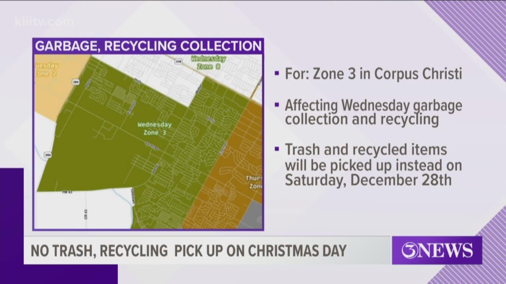 Garbage, recycling pickup rescheduled due to Christmas holiday | kiiitv.com