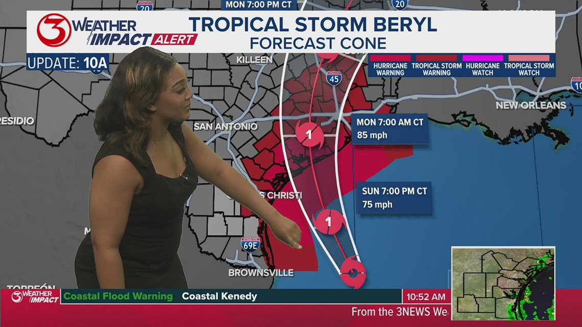 Hurricane Beryl forecast cone shifts | kiiitv.com