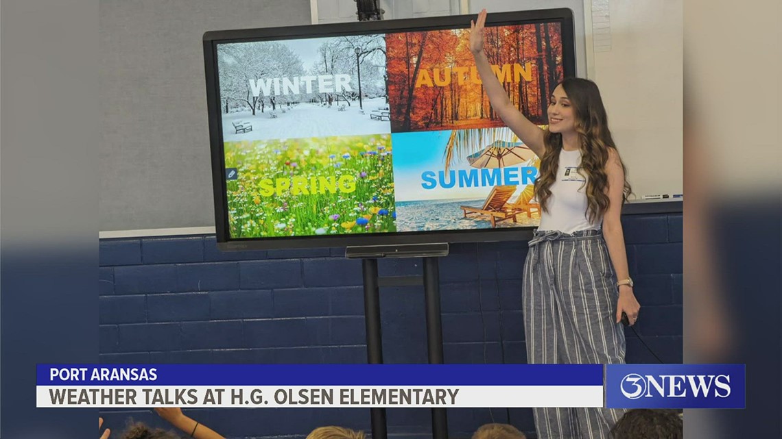 Meteorologist Kristin Walla talks weather with H.G. Olsen Elementary students | kiiitv.com