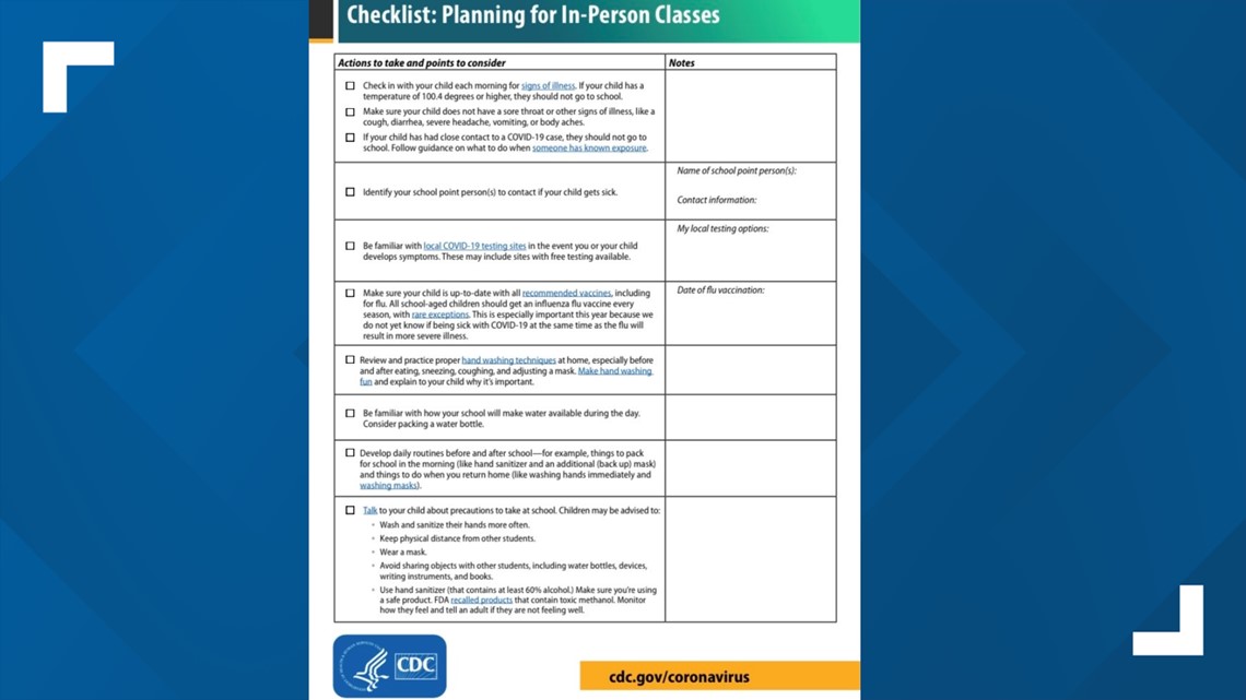In person learning safety measures: Here's guidance from the CDC to ...