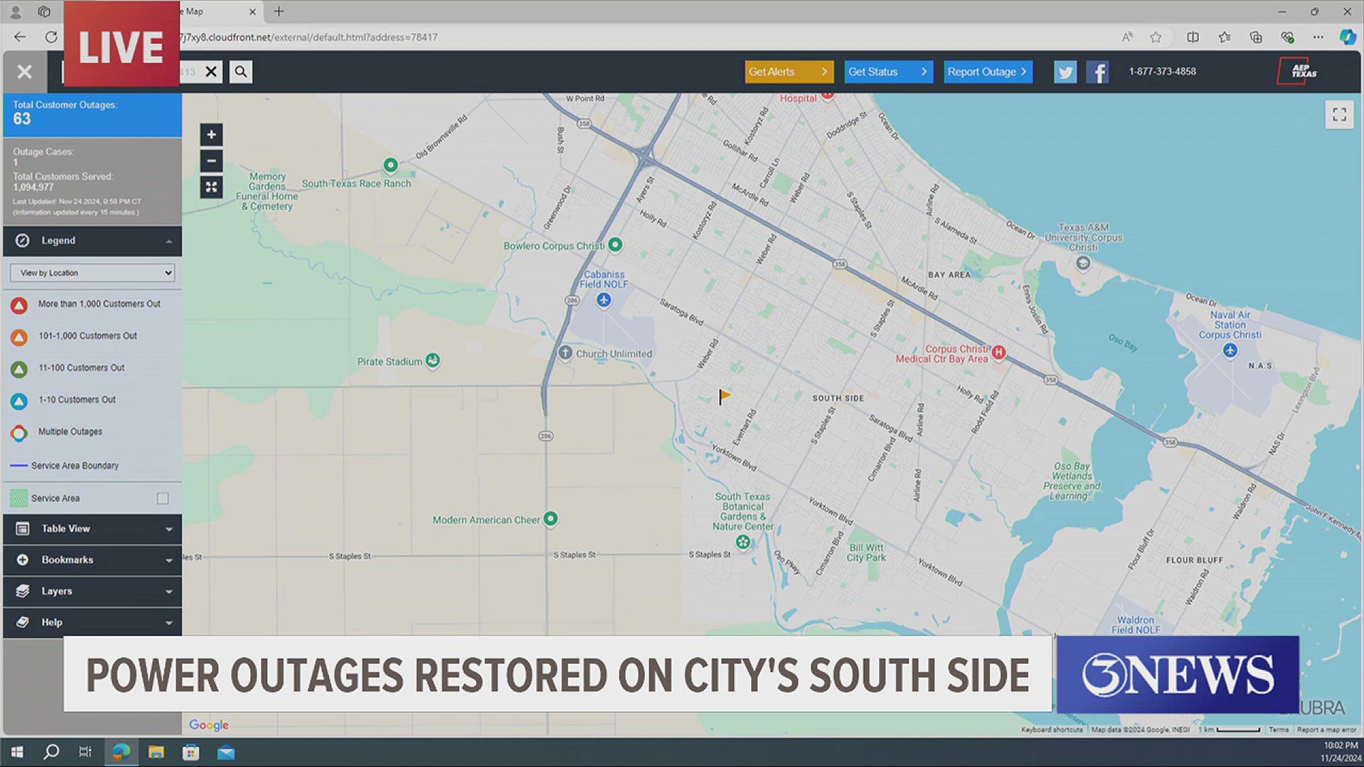 Power outages restored on city's South Side | kiiitv.com