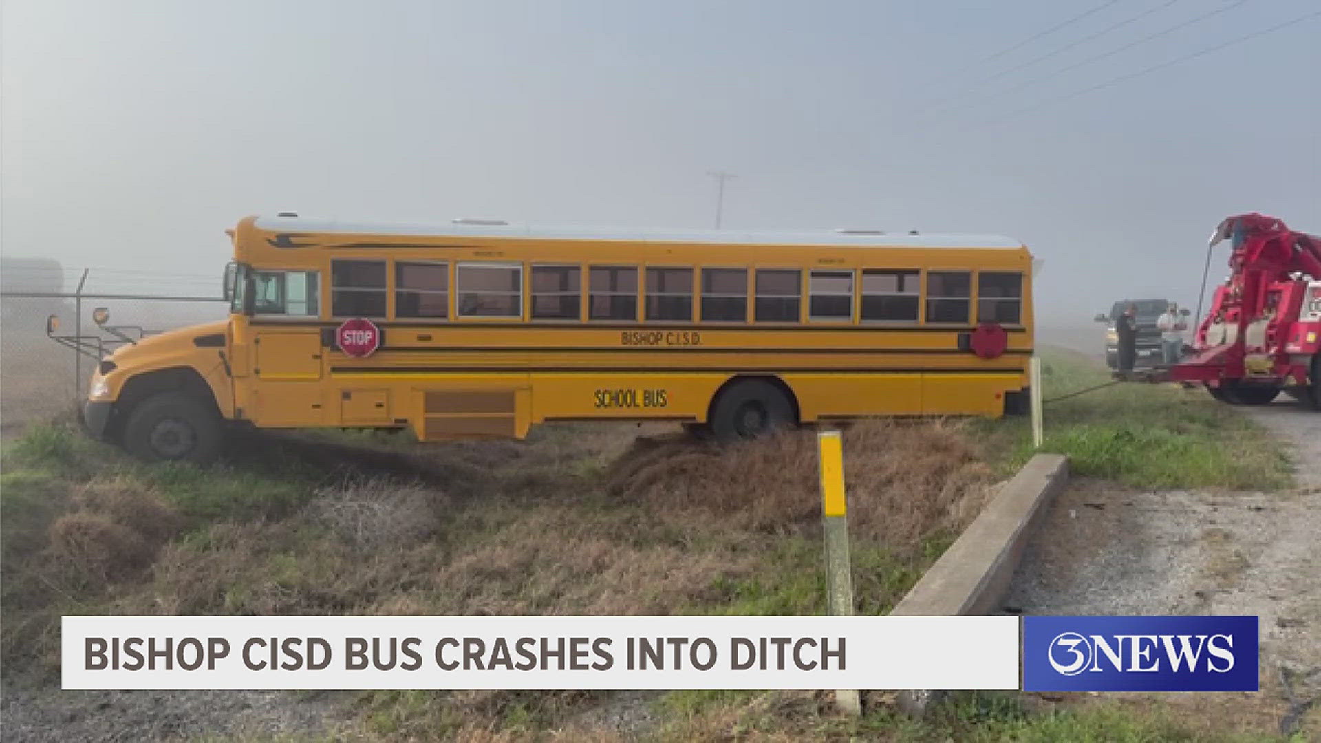 Bishop CISD bus crashes into ditch amid heavy fog | kiiitv.com