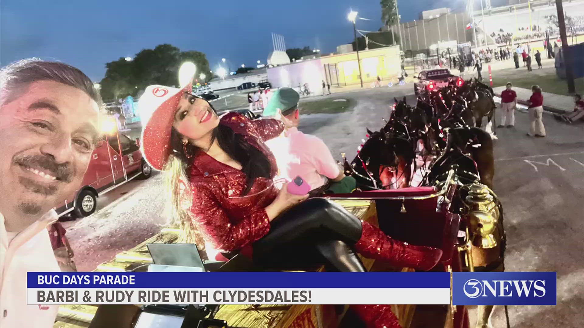 Barbi & Rudy ride with the Clydesdales at the Buc Days Parade! | kiiitv.com