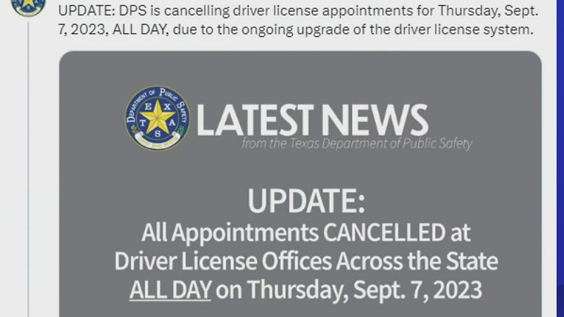 TX DPS cancels driver license appointments for third straight day ...