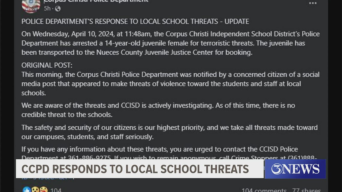 CCPD responds to school threats made on social media Wednesday | kiiitv.com
