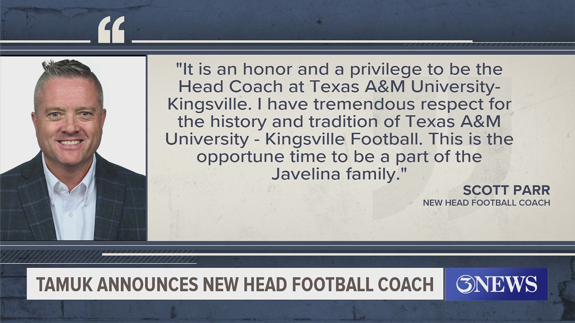 Scott Parr named Javelinas' new head football coach | kiiitv.com