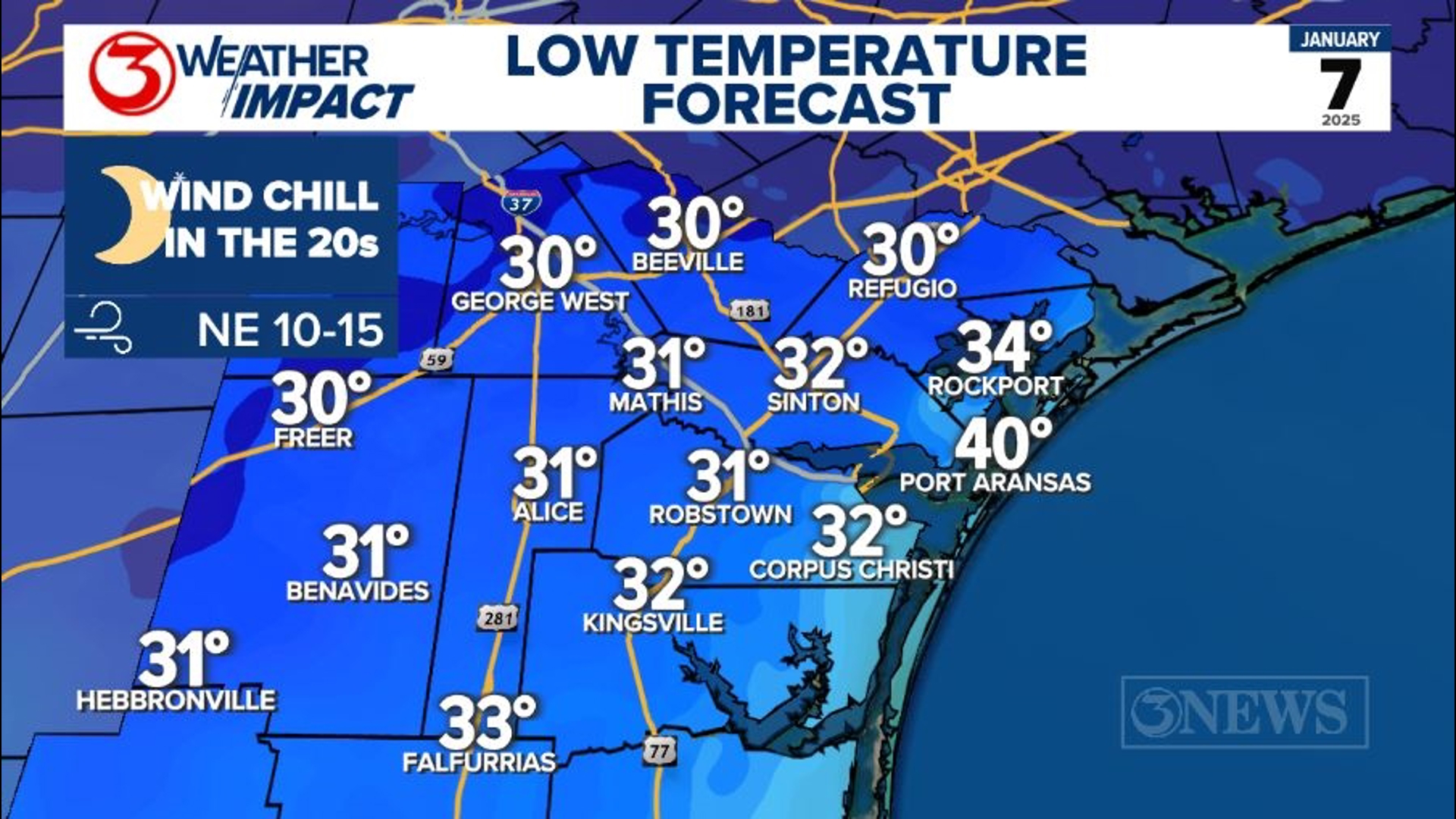 WEATHER IMPACT ALERT: Freezing Temperatures in the coastal Bend Tuesday ...