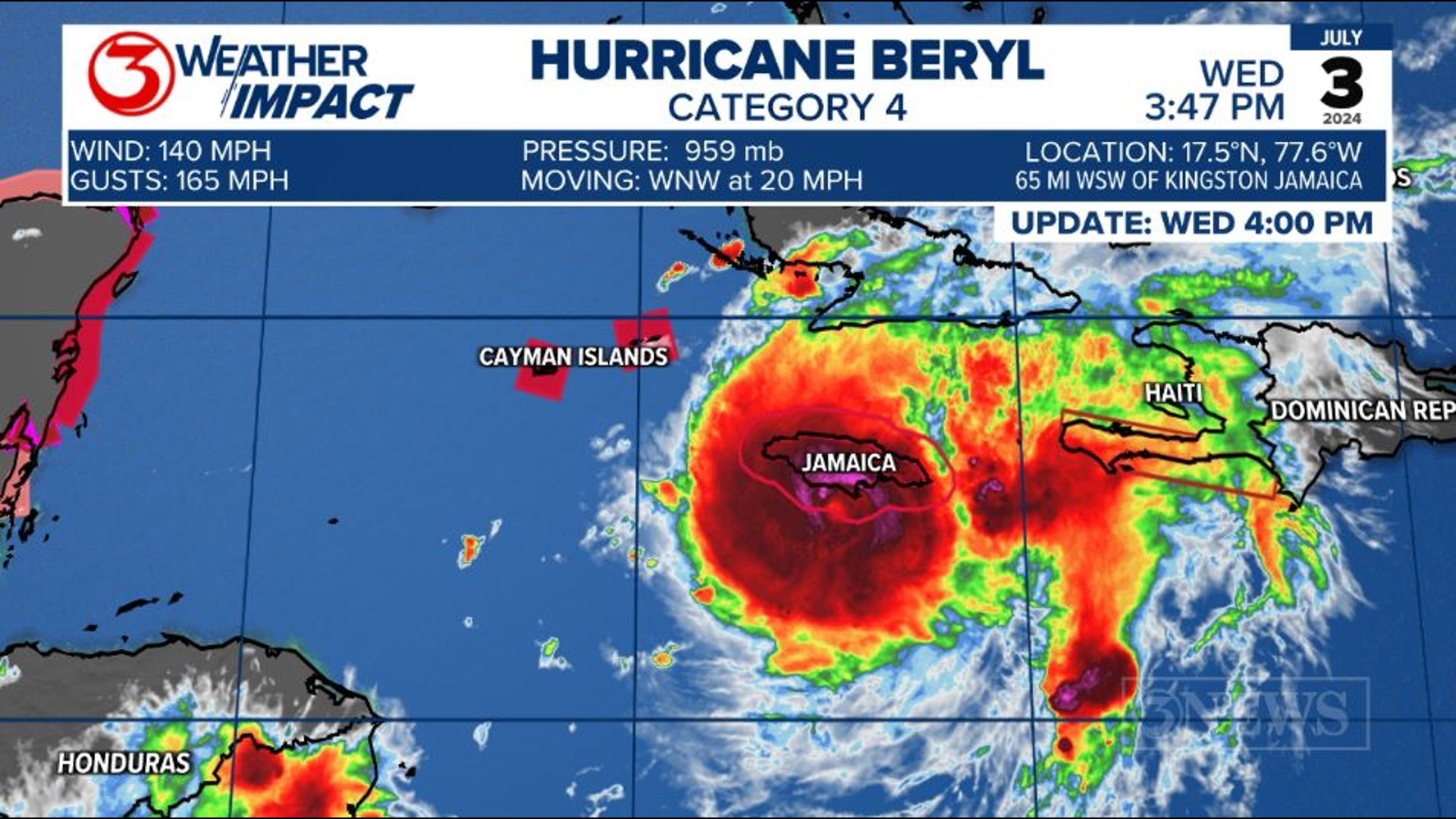 July 3rd 4 p.m. update: Hurricane Beryl Forecast to move through the ...