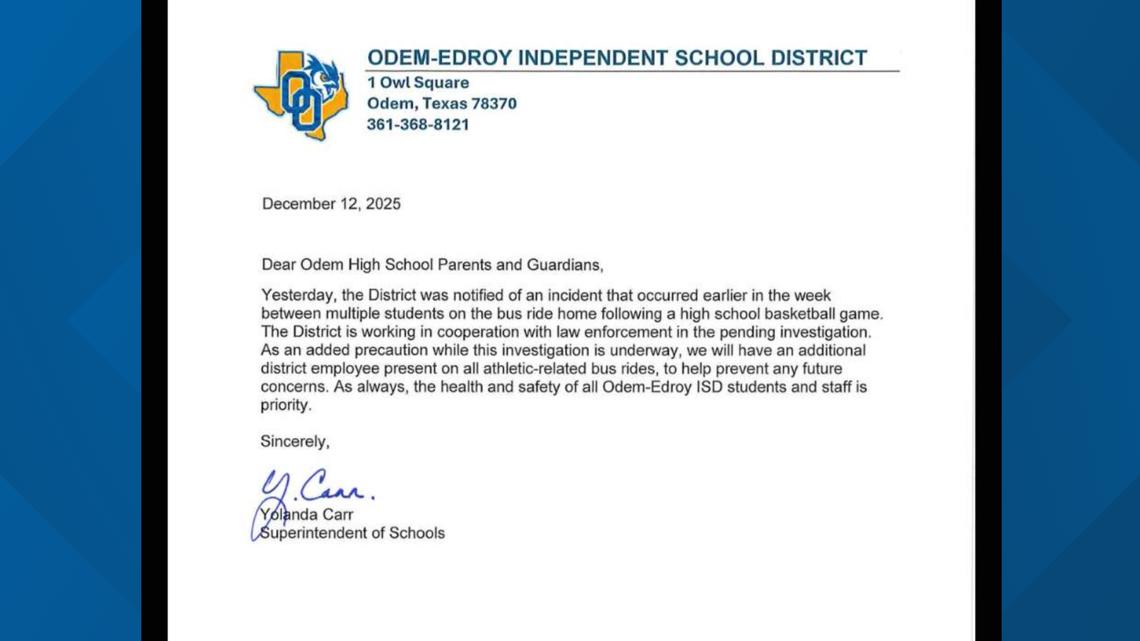 Odem-Edroy ISD terminates two coaches after bus incident | kiiitv.com