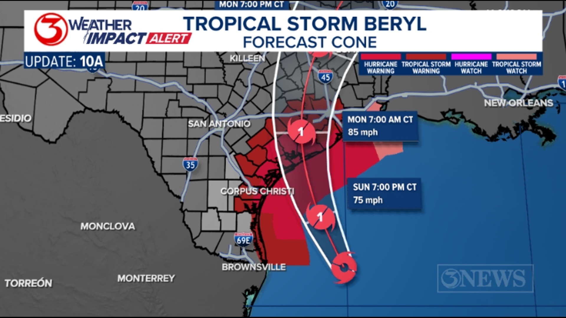 Hurricane Beryl forecast cone shifts | kiiitv.com