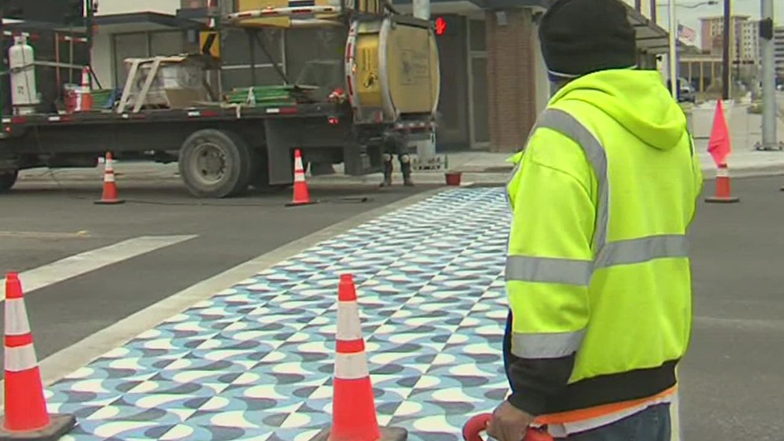 Six Points intersection receives new colorful crosswalk design | kiiitv.com
