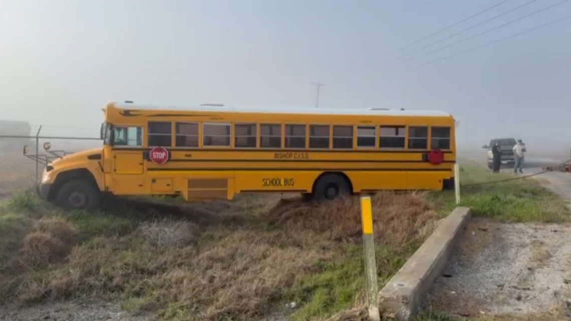 Bishop CISD bus crashes into ditch amid heavy fog | kiiitv.com