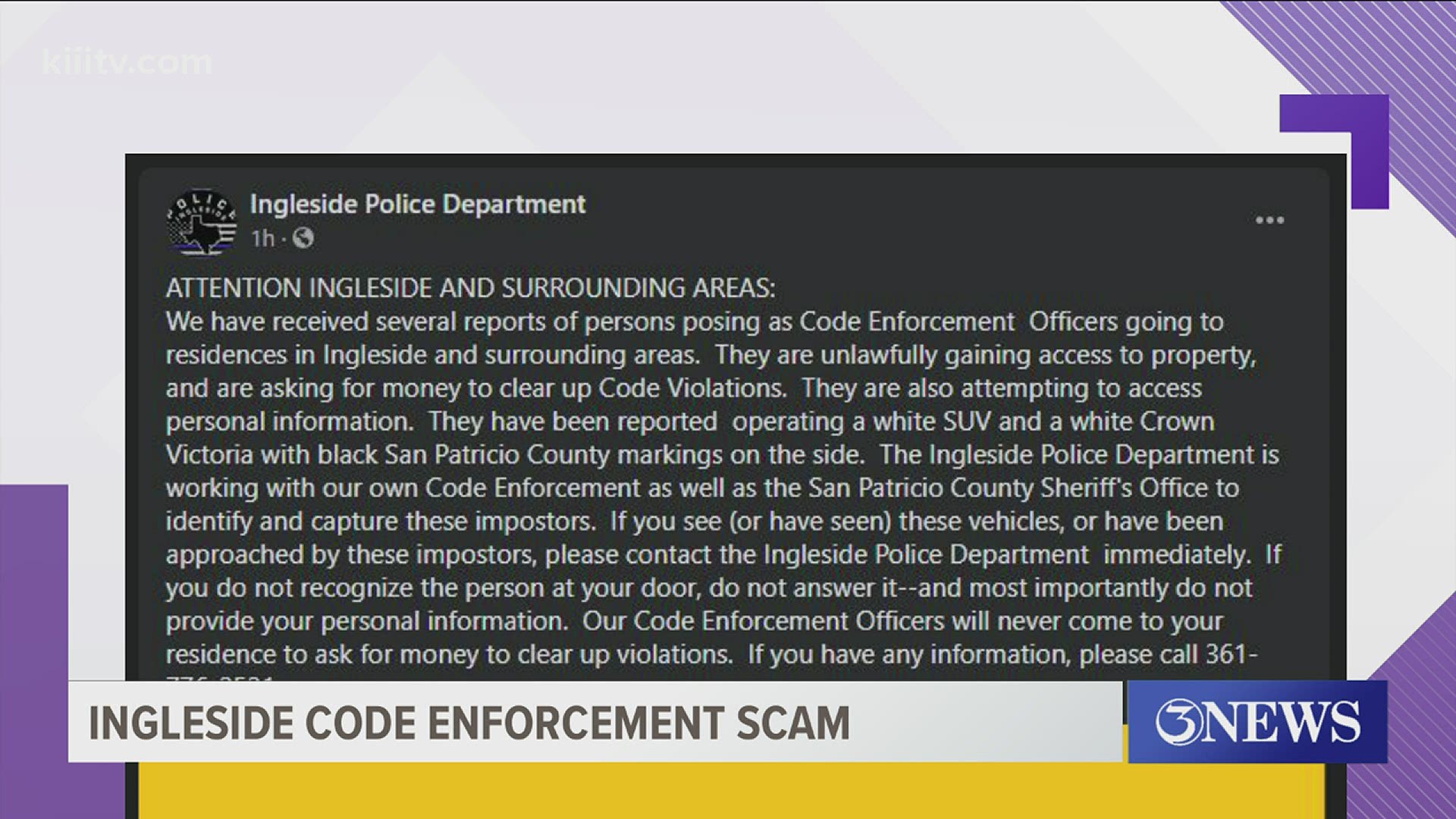 Ingleside Police warn of code enforcement imposters | kiiitv.com