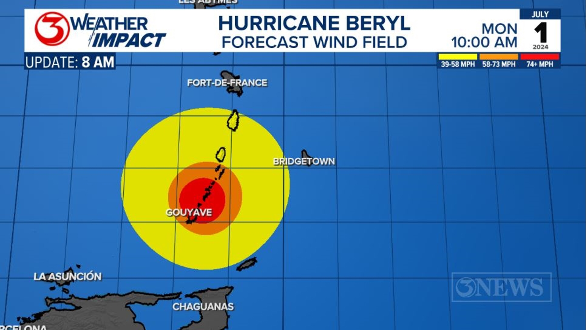 Hurricane Beryl: Projected path of the major hurricane with possible ...