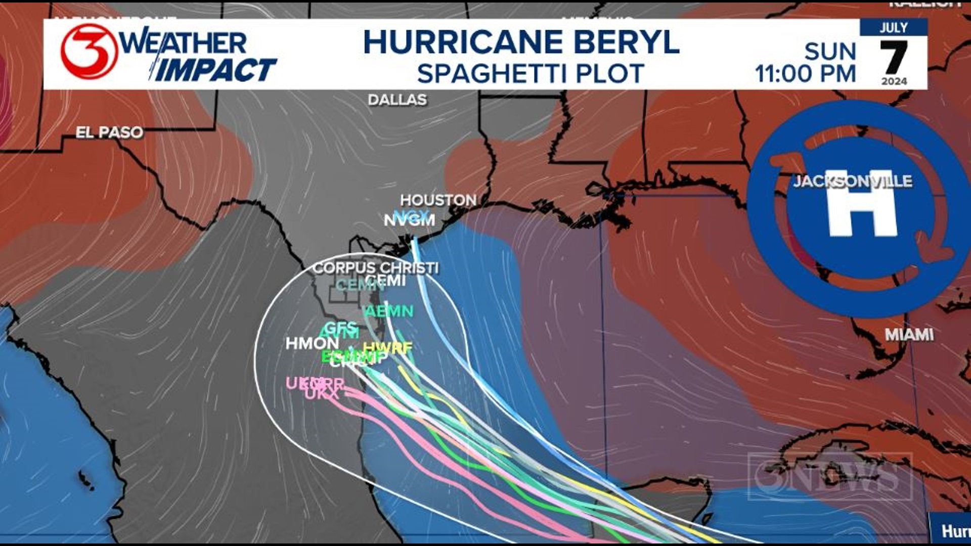 July 3rd 4 p.m. update: Hurricane Beryl Forecast to move through the ...