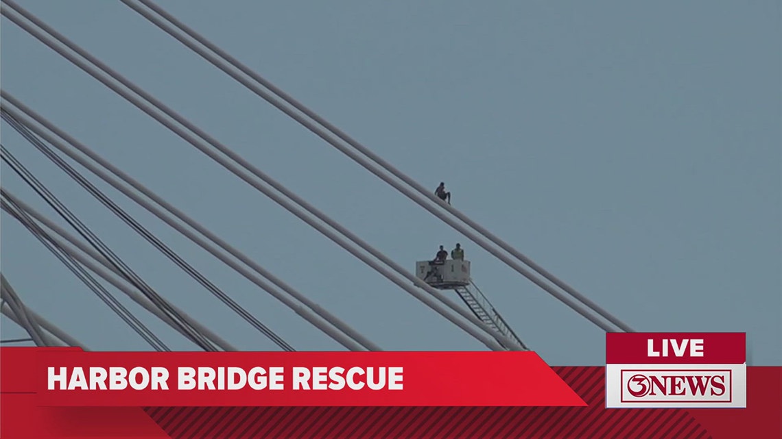 CCFD, CCPD team up to rescue man from New Harbor Bridge climb | kiiitv.com