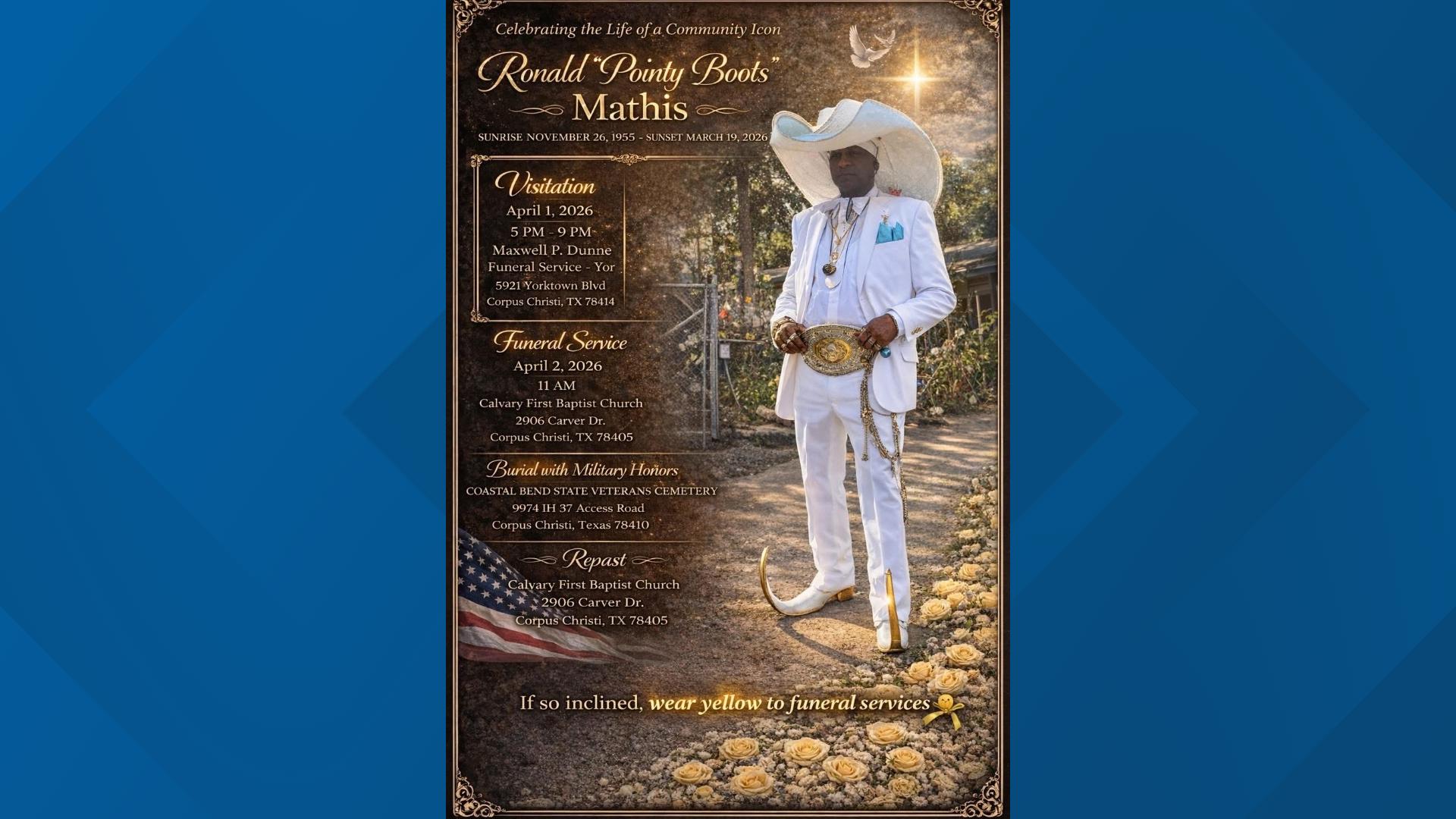 Funeral services announced for Ronnie “Pointy Boots” Mathis | kiiitv.com