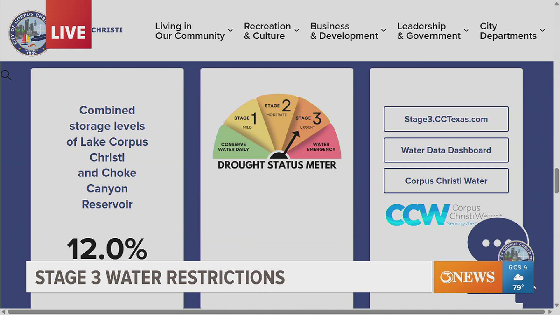 Water levels drop to 12 percent combined of Lake Corpus Christi and Choke Canyon Reservoir ...