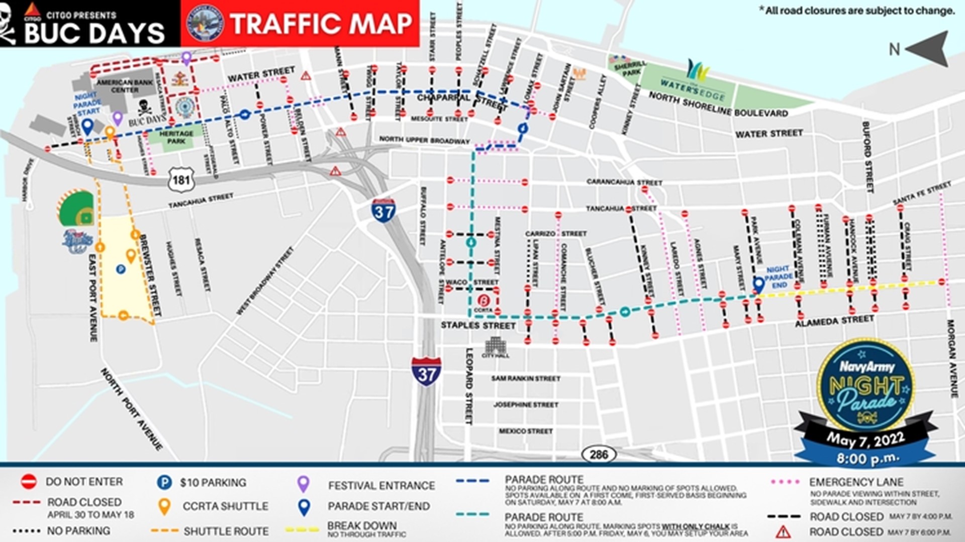 Buc Days 2022 parking, traffic plan | kiiitv.com