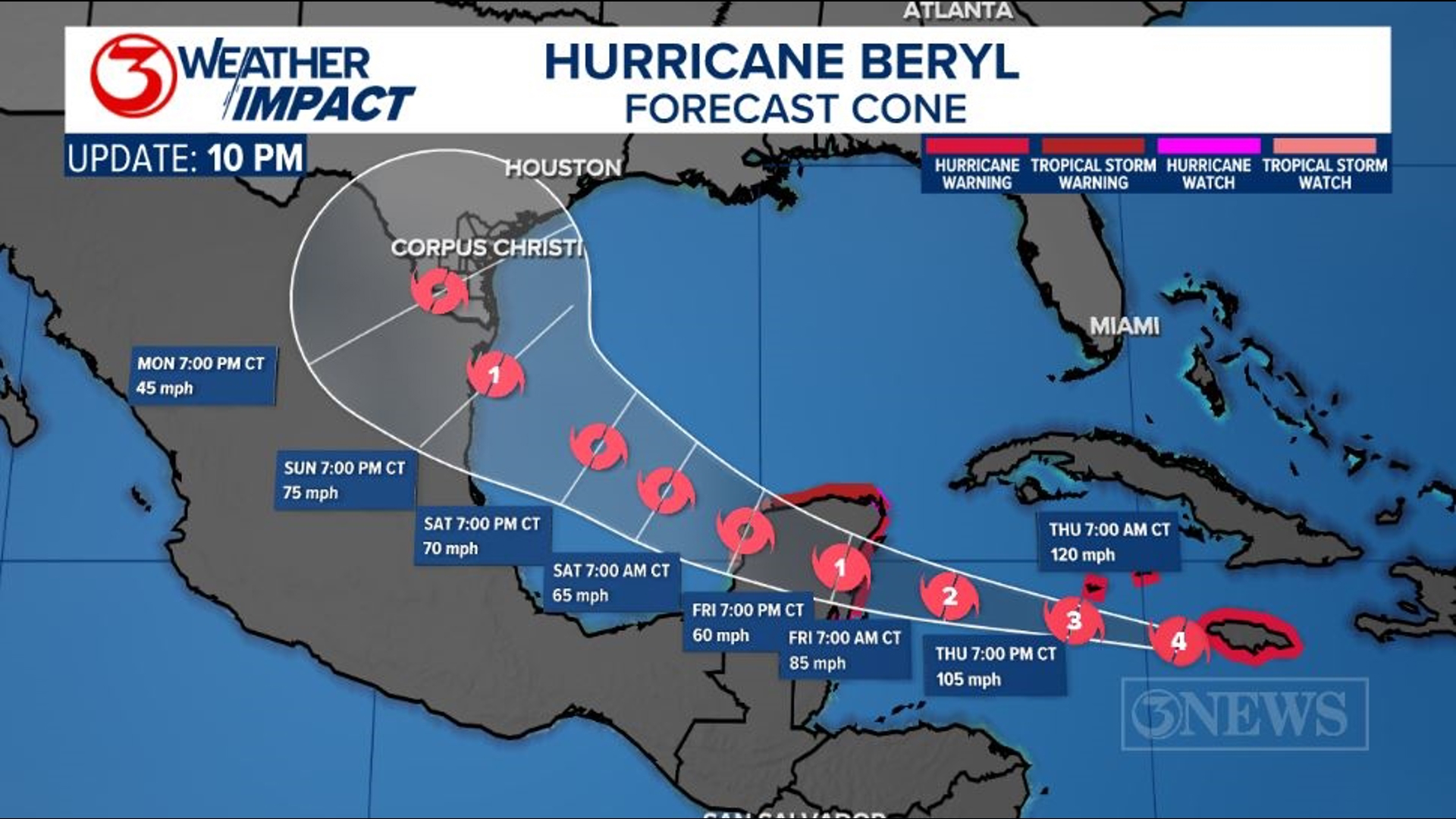 Hurricane Beryl Forecast to move through the Gulf of Mexico this ...