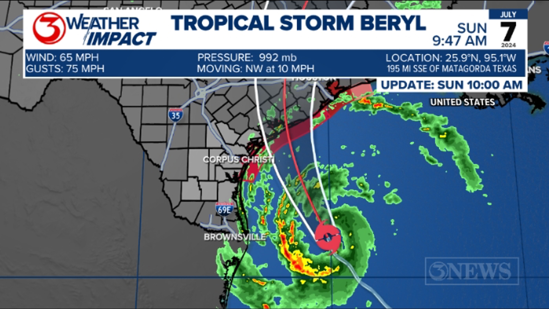 Hurricane Beryl forecast cone shifts | kiiitv.com