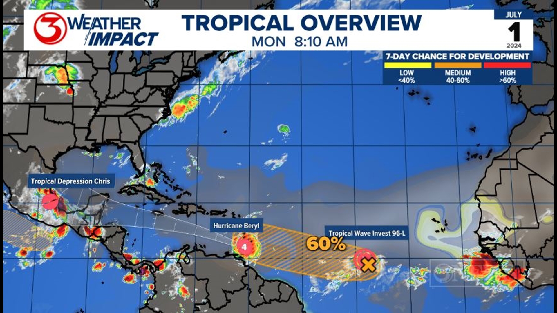Hurricane Beryl: Projected path of the major hurricane with possible ...