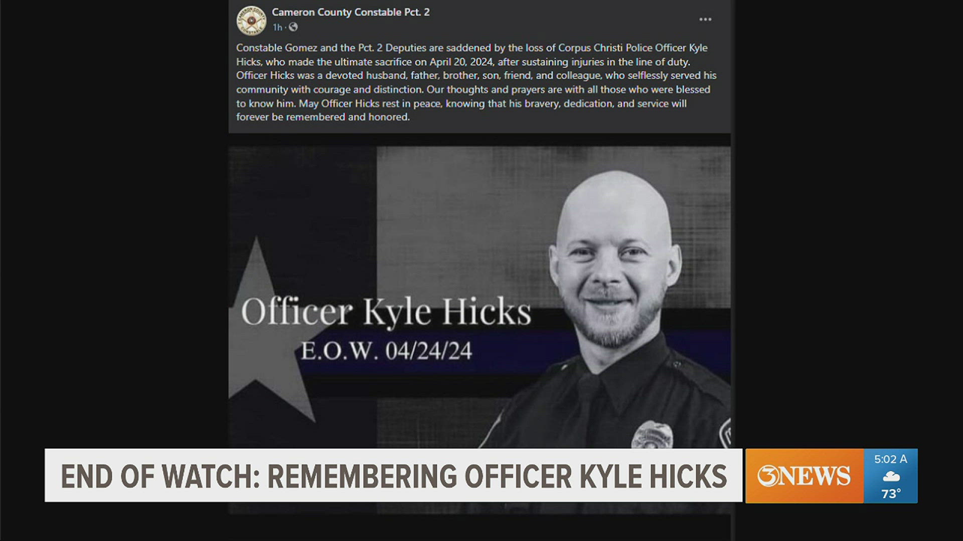 End of Watch: Remembering Officer Kyle Hicks | kiiitv.com