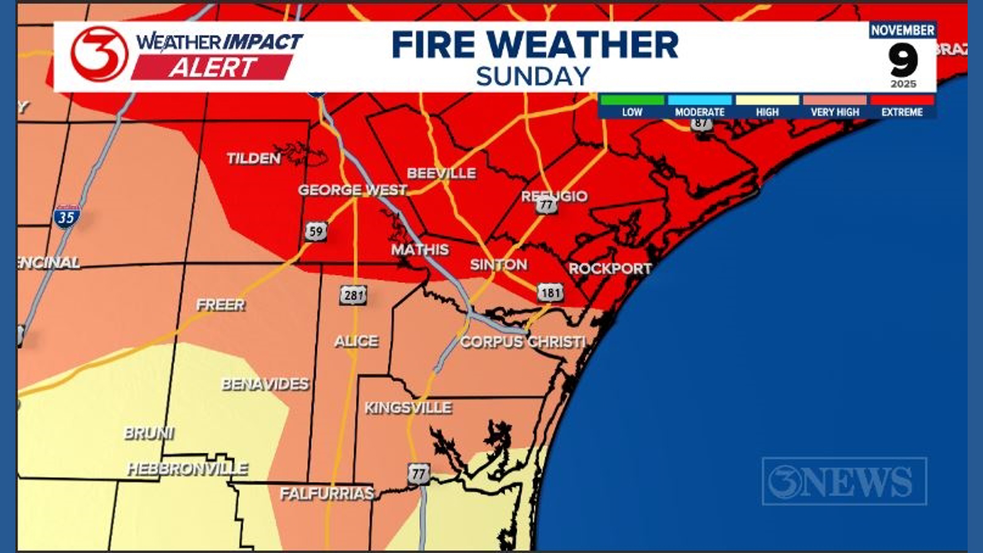 WEATHER IMPACT ALERT: Extreme fire danger Sunday | kiiitv.com