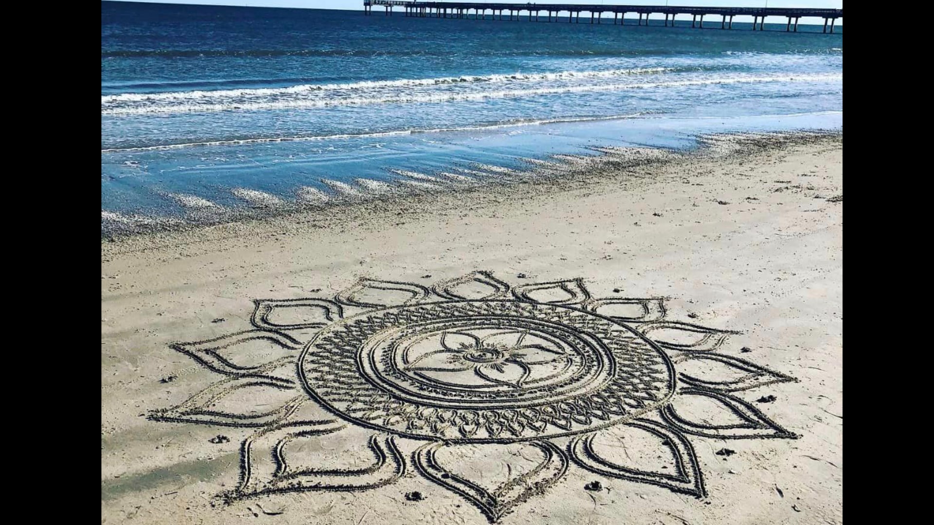 Woman creates works of art in sand on Port Aransas, Texas beaches ...