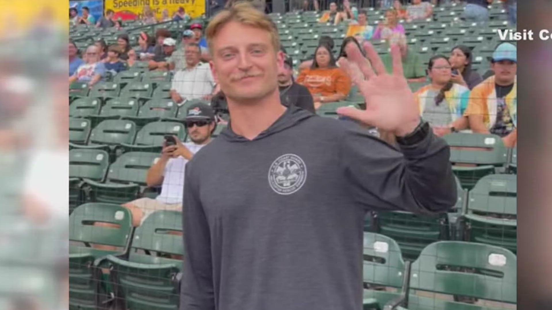 Coast Guard Petty Officer Scott Ruskan throws first pitch at CC Hooks ...