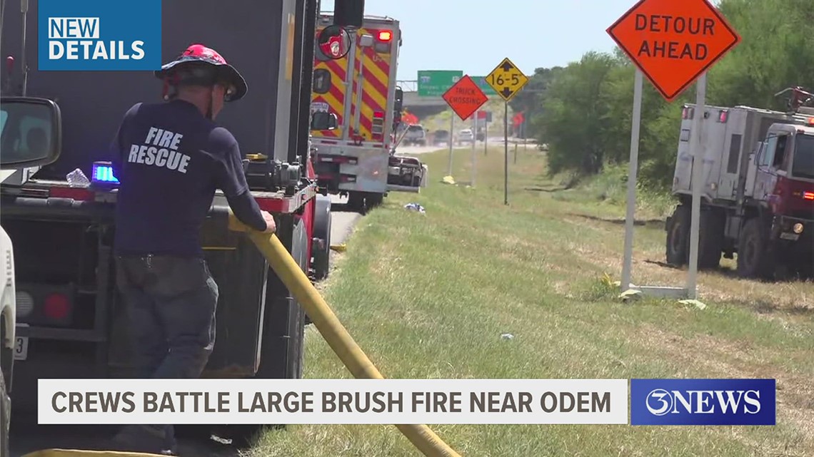 Large grass fire outside of Odem burns estimated 15 acres before being ...