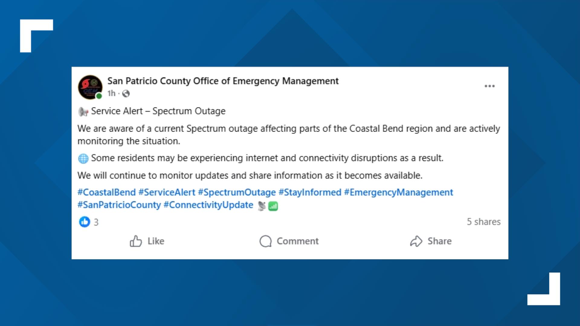 Spectrum confirms outage impacting Corpus Christi area, crews working ...