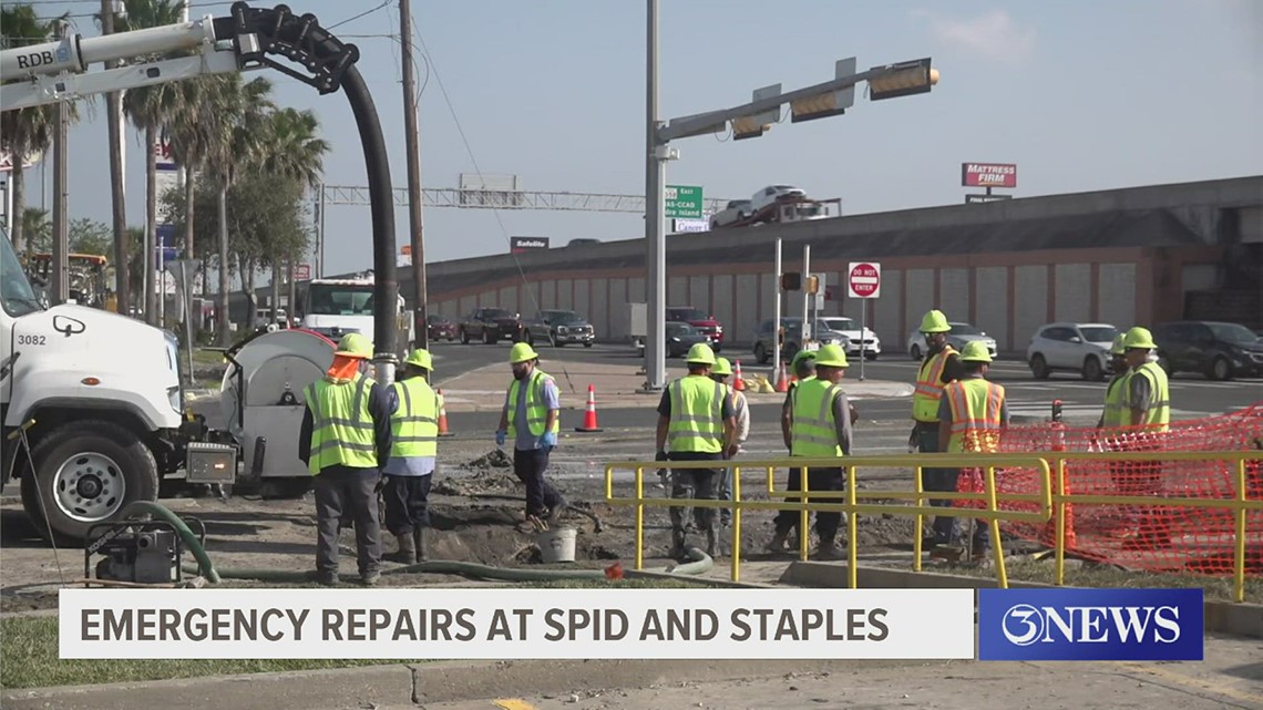Repair work on S. Staples and SPID creates backed-up traffic | kiiitv.com