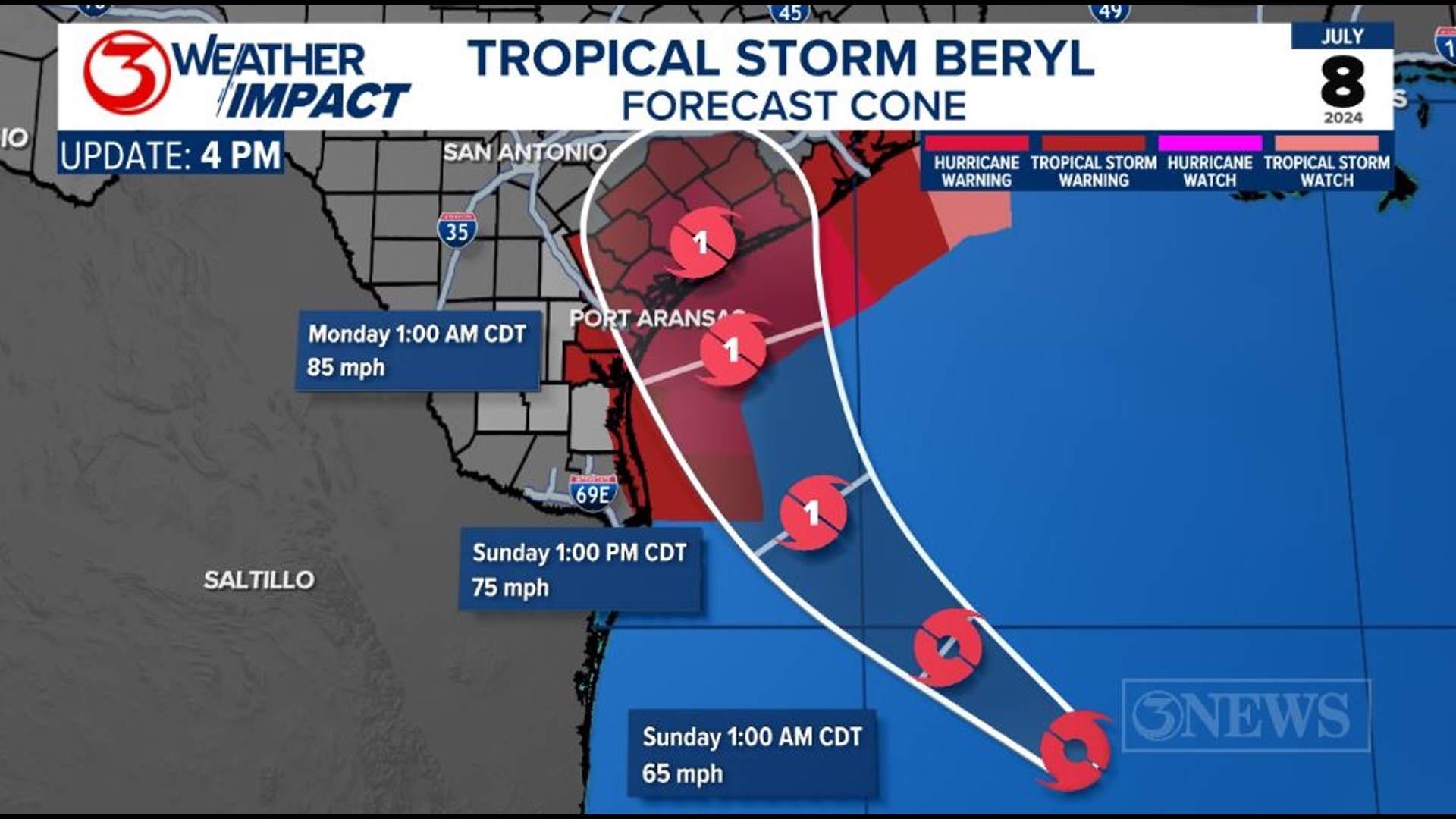 4PM: Latest Beryl updates include hurricane, storm surge warnings ...