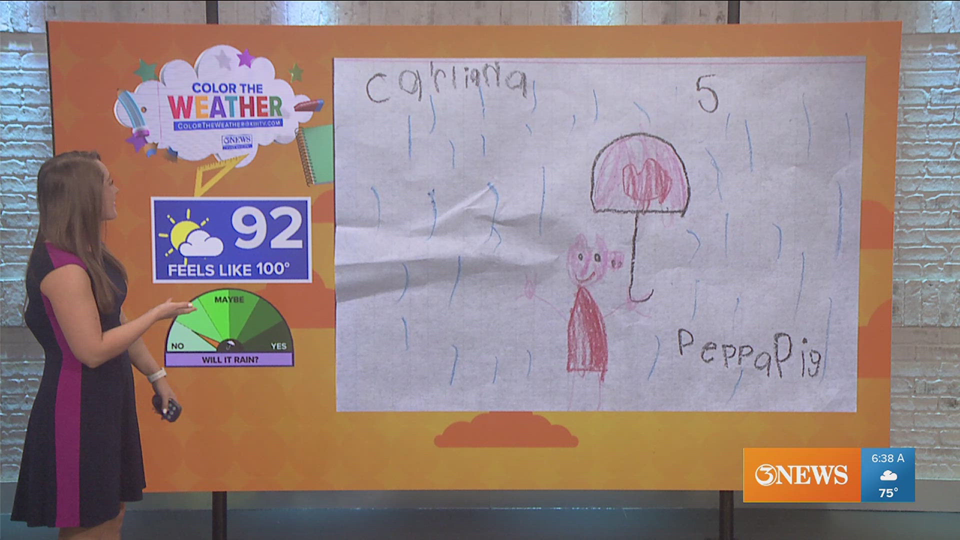 'Peppa the Pig' dancing in the rain on Color the Weather with Meteorologist Carly Smith | kiiitv.com