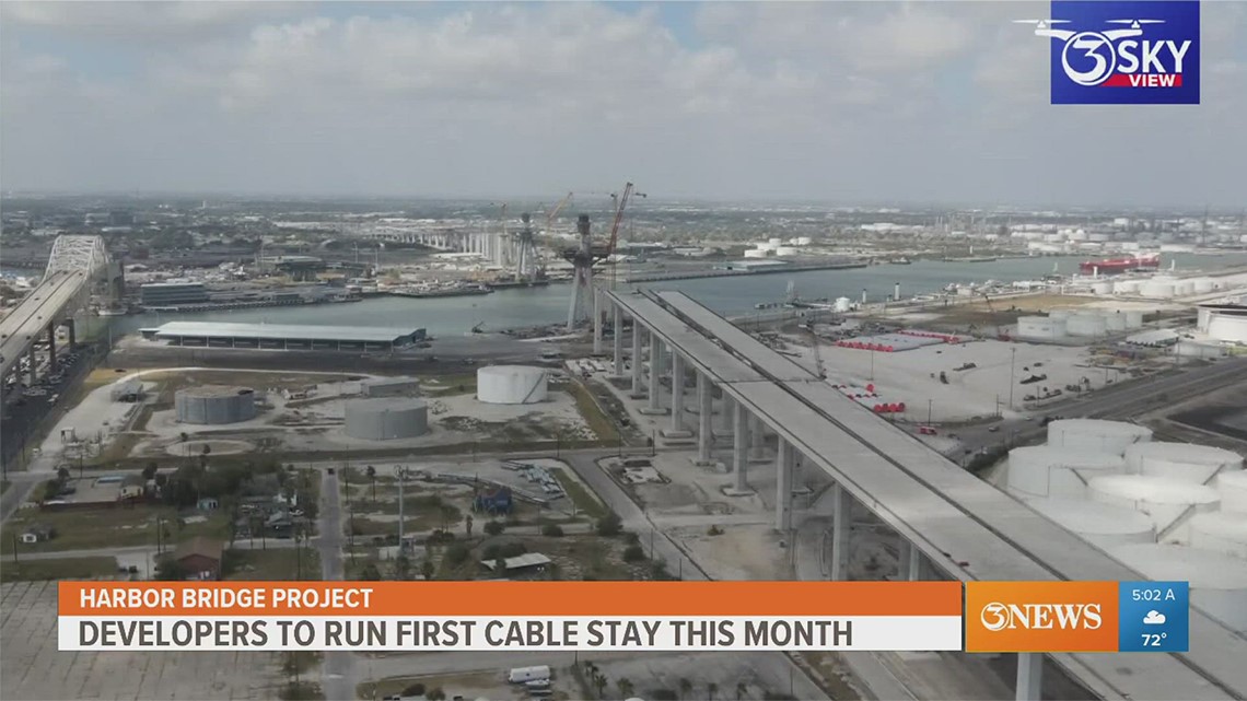 First stay cable to go up on new Harbor Bridge this month | kiiitv.com