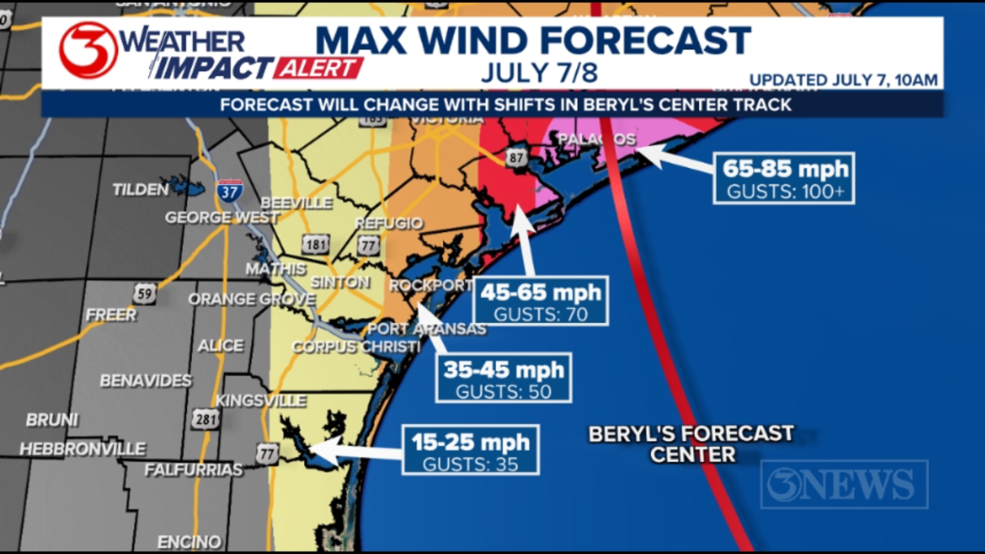 Hurricane Beryl forecast cone shifts | kiiitv.com