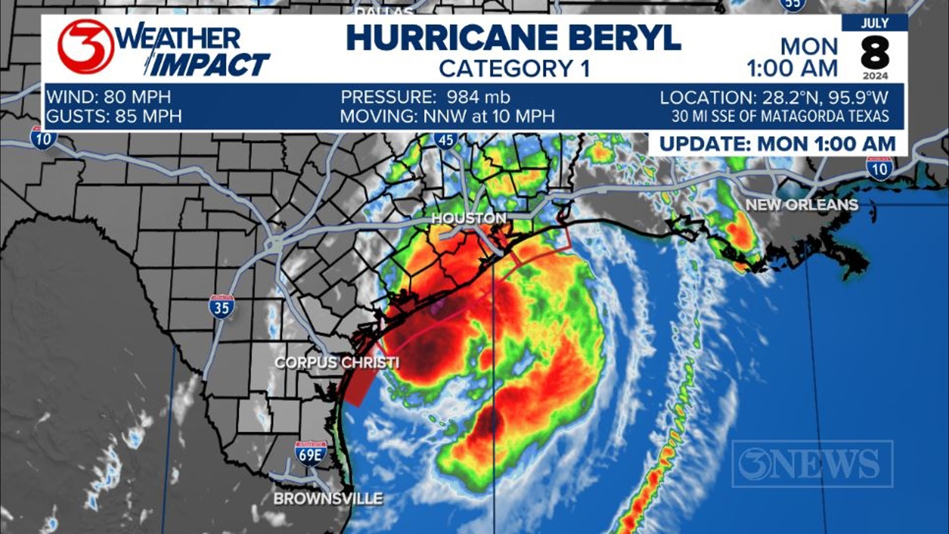 Hurricane Beryl forecast to make landfall near Houston overnight ...
