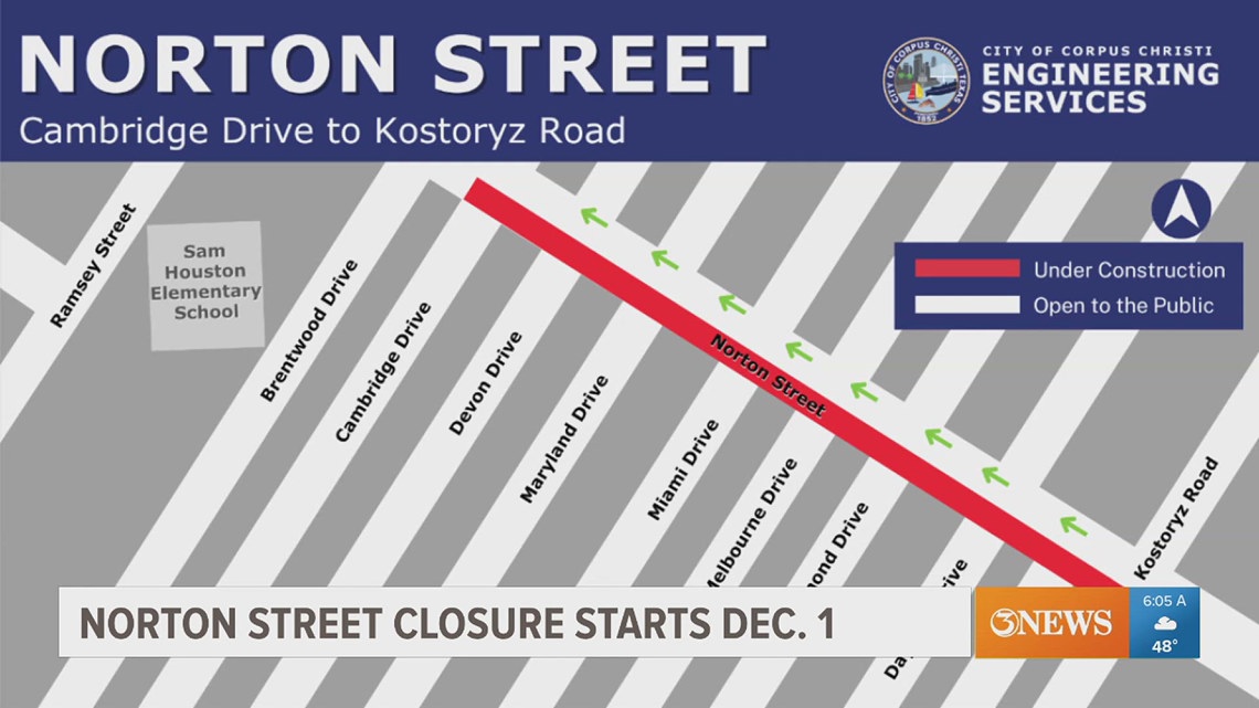 Street closures on Norton Street and South Staples ST | kiiitv.com