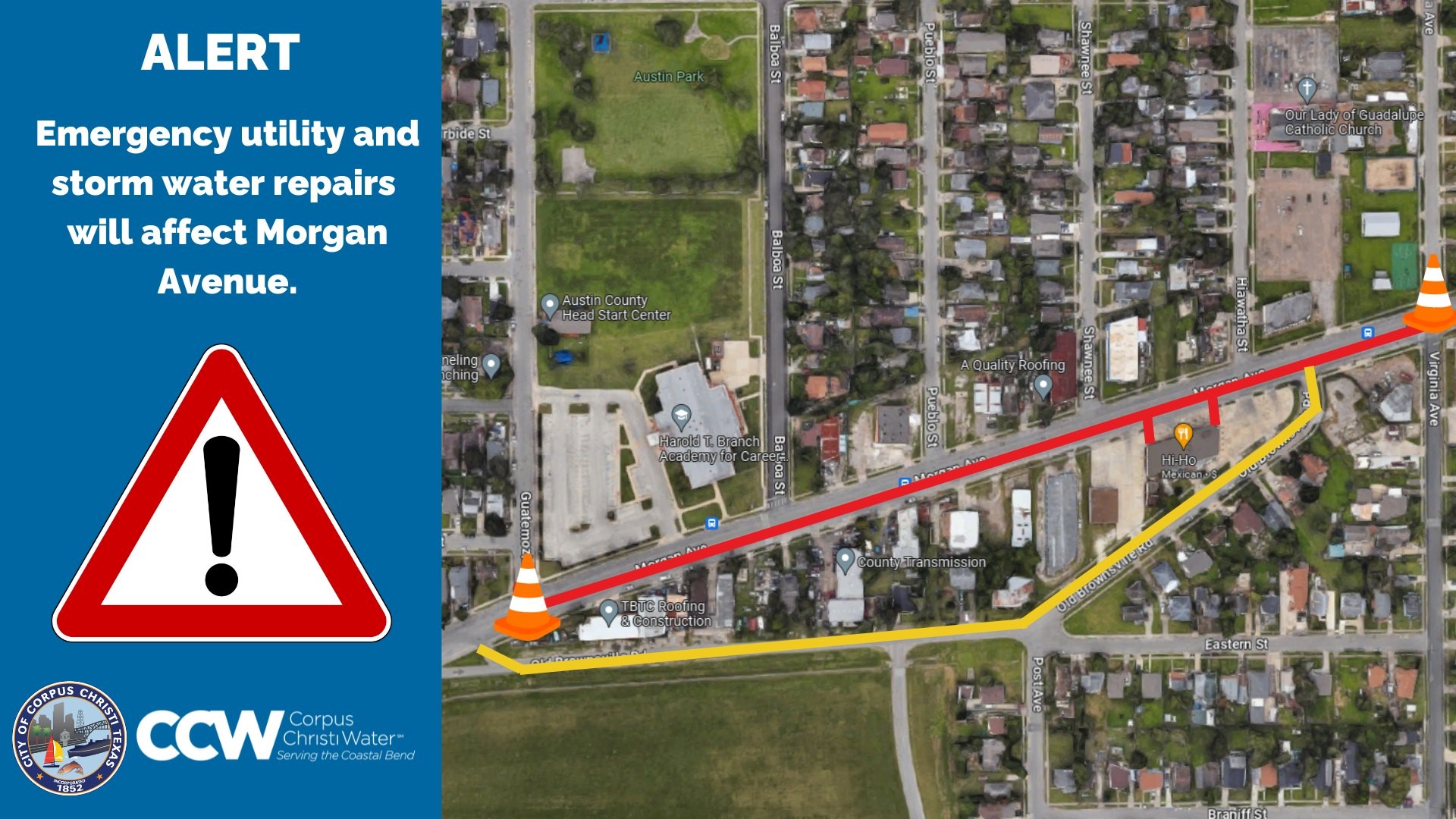 Traffic to redirect on Morgan Avenue for City water repairs | kiiitv.com