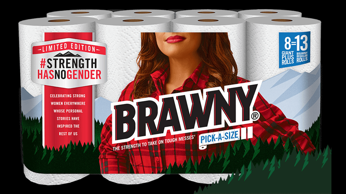 Brawny Man replaced with woman for Women's History Month | kiiitv.com